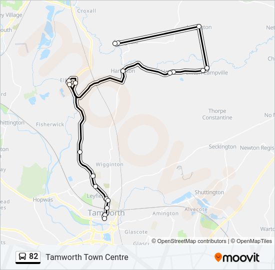 82 Route: Schedules, Stops & Maps - Tamworth Town Centre (Updated)