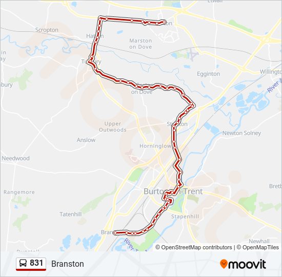 831 Route: Schedules, Stops & Maps - Branston (Updated)