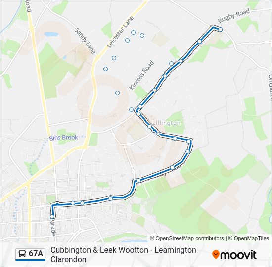 67A Route: Schedules, Stops & Maps - Cubbington Stonehouse Close (Updated)