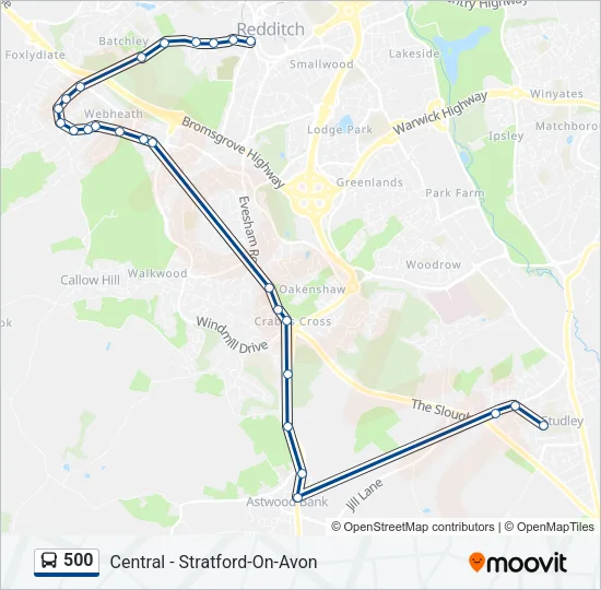 500 Route: Schedules, Stops & Maps - Redditch, Bus Station (Updated)