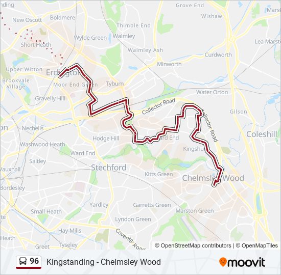 96 Route: Schedules, Stops & Maps - Chelmsley Wood (Updated)