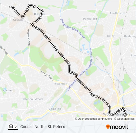 5 Route: Schedules, Stops & Maps - Codsall Town Centre (Updated)