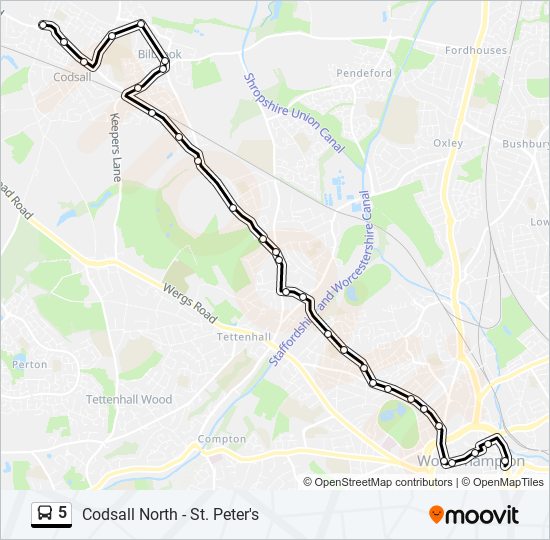 5 Route: Schedules, Stops & Maps - Codsall Town Centre (Updated)