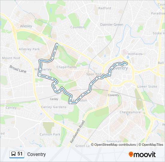 51 Route: Schedules, Stops & Maps - Coventry (Updated)
