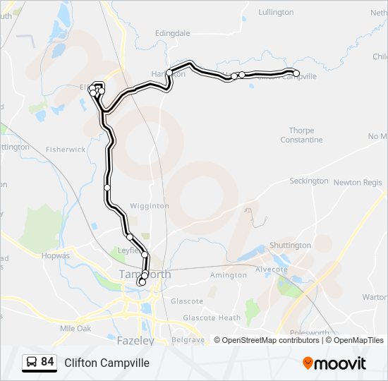 84 Route: Schedules, Stops & Maps - Clifton Campville (Updated)