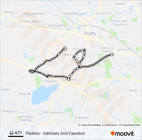671 Route: Schedules, Stops & Maps - Bilton Nelson Way (Updated)