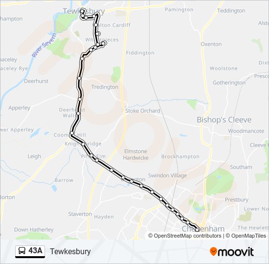 43a Route: Schedules, Stops & Maps - Tewkesbury (Updated)