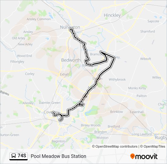 74s Route: Schedules, Stops & Maps - Pool Meadow Bus Station (Updated)
