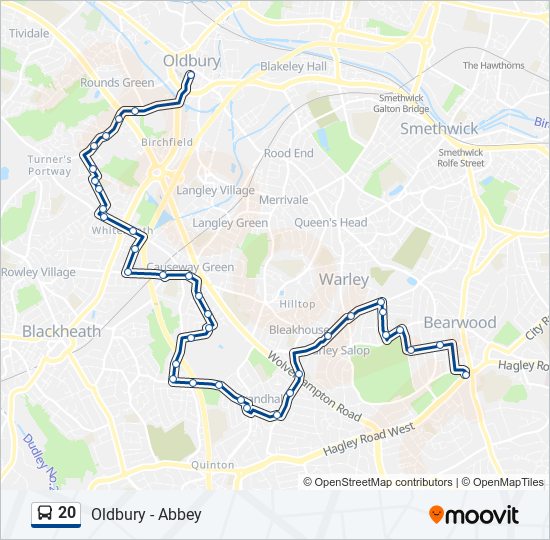 20 Route: Schedules, Stops & Maps - Bearwood (Updated)