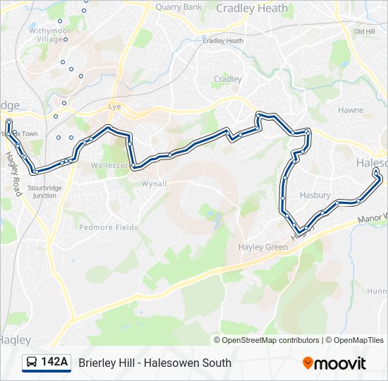 142A Route: Schedules, Stops & Maps - Halesowen, Bus Station (Updated)