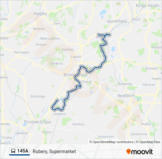 145A Route: Schedules, Stops & Maps - Rubery, Supermarket (Updated)