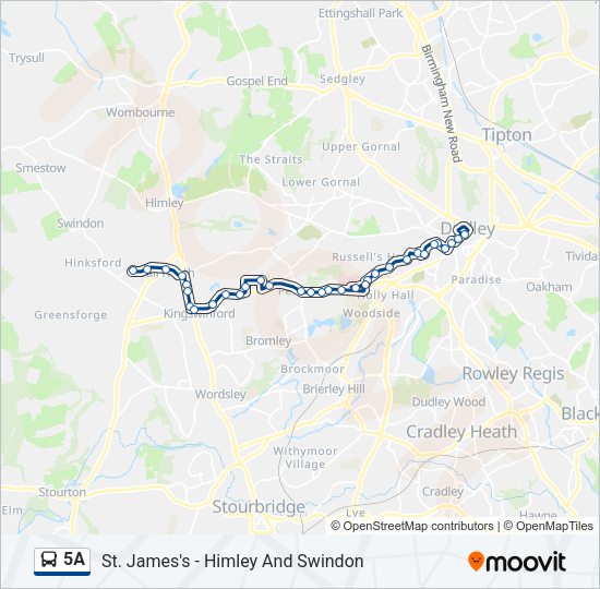 5A Route: Schedules, Stops & Maps - Wall Heath, Blaze Park Terminus ...