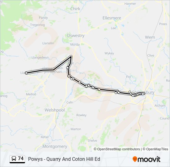 74 Route: Schedules, Stops & Maps - Llanfyllin (Updated)