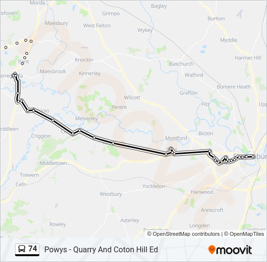 74 Route: Schedules, Stops & Maps - Shrewsbury (Updated)