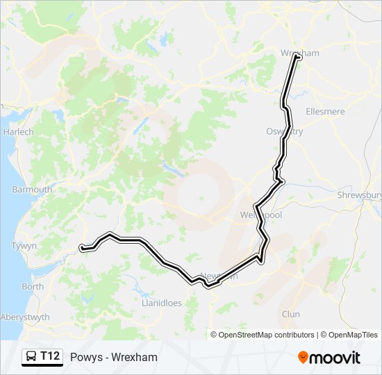 t12 Route: Schedules, Stops & Maps - Machynlleth (Updated)