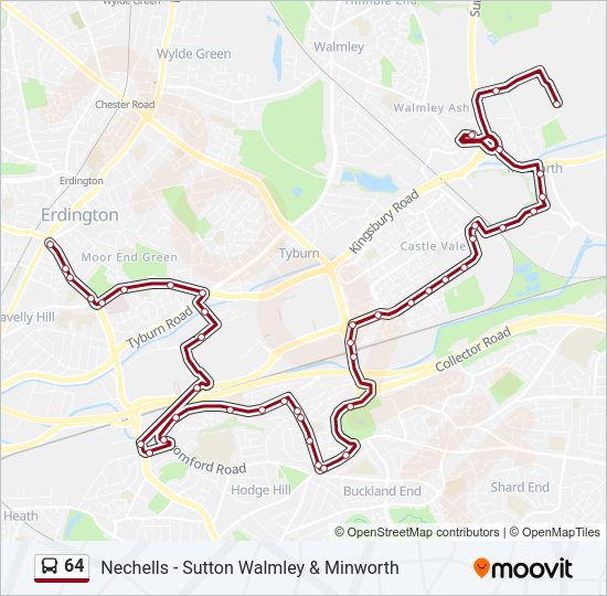 64 Route: Schedules, Stops & Maps - Erdington (Updated)