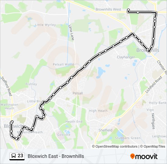 23 Route: Schedules, Stops & Maps - Brownhills West (Updated)
