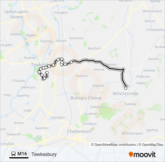 m16 Route: Schedules, Stops & Maps - Tewkesbury (Updated)