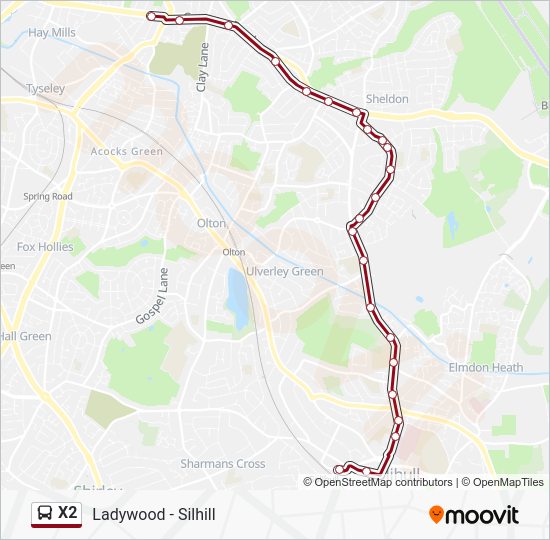 X2 Route: Schedules, Stops & Maps - Broadyates Rd (Updated)