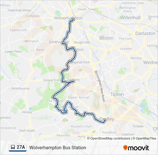 27A Route: Schedules, Stops & Maps - Wolverhampton Bus Station (Updated)