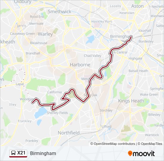x21 Route: Schedules, Stops & Maps - Birmingham (Updated)