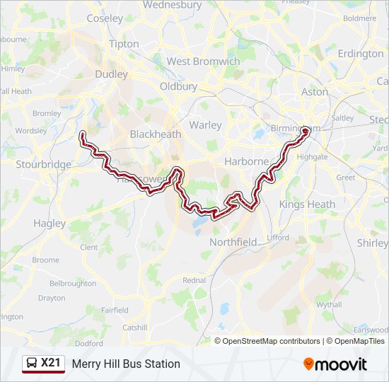 X21 Route: Schedules, Stops & Maps - Merry Hill Bus Station (Updated)