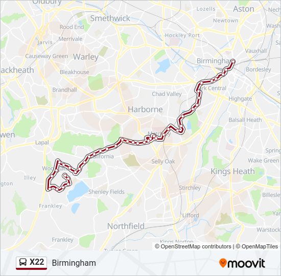 x22 Route: Schedules, Stops & Maps - Birmingham (Updated)