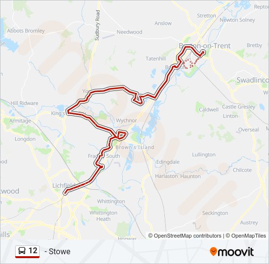 12 Route: Schedules, Stops & Maps - Lichfield City Centre (Updated)