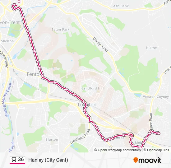 36 Route: Schedules, Stops & Maps - Hanley (City Cent) (Updated)