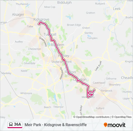 36A Route: Schedules, Stops & Maps - Kidsgrove (Updated)