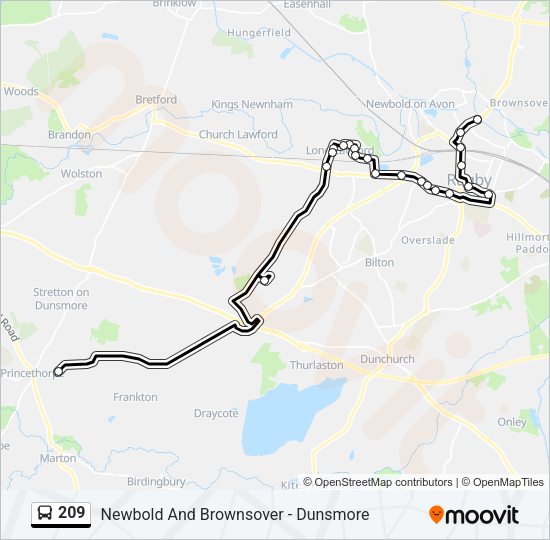 209 Route: Schedules, Stops & Maps - Rugby (Updated)