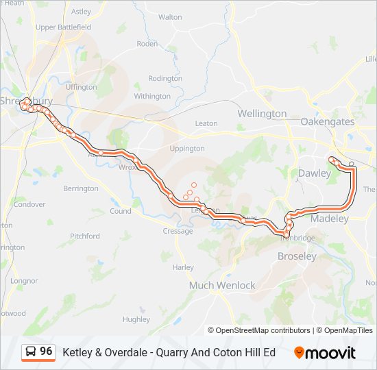96 Route: Schedules, Stops & Maps - Shrewsbury (Updated)