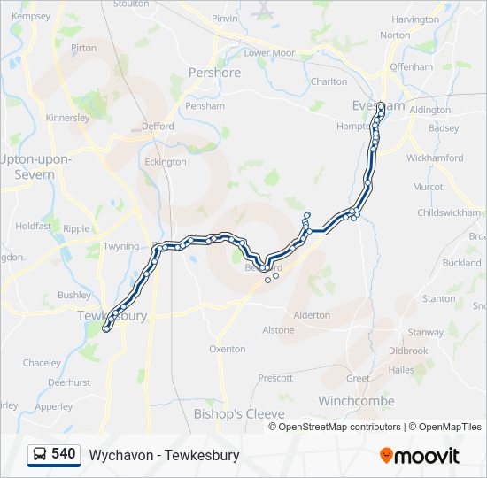 540 Route: Schedules, Stops & Maps - Tewkesbury, the Crescent (Updated)