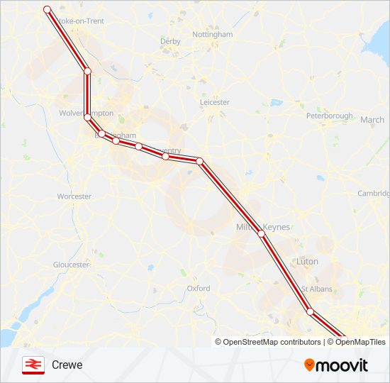 avanti west coast Route: Schedules, Stops & Maps - Crewe (Updated)