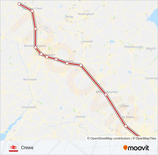 avanti west coast Route: Schedules, Stops & Maps - Crewe (Updated)