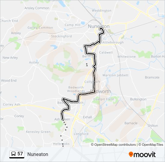 57 Route: Schedules, Stops & Maps - Nuneaton (Updated)