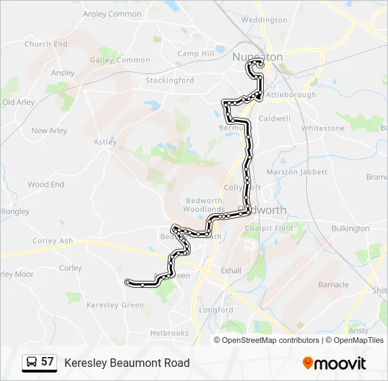 57 Route: Schedules, Stops & Maps - Keresley Beaumont Road (Updated)