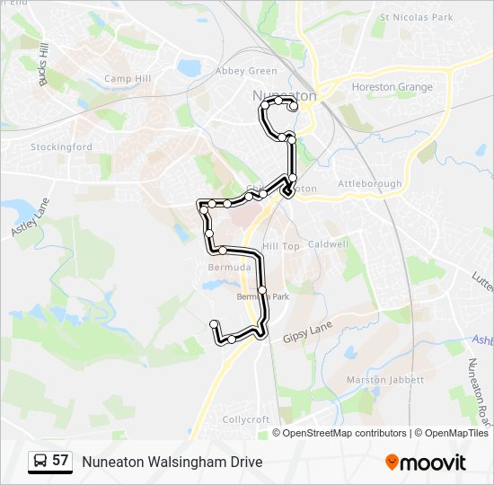 57 Route: Schedules, Stops & Maps - Nuneaton Walsingham Drive (Updated)