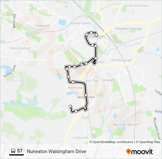 57 Route: Schedules, Stops & Maps - Nuneaton Walsingham Drive (Updated)