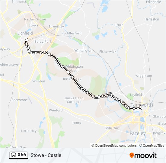x66 Route: Schedules, Stops & Maps - Lichfield City Centre (Updated)