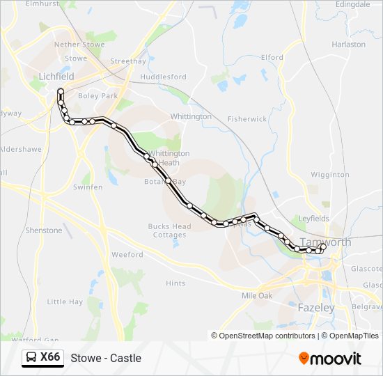X66 Route: Schedules, Stops & Maps - Tamworth Town Centre (Updated)