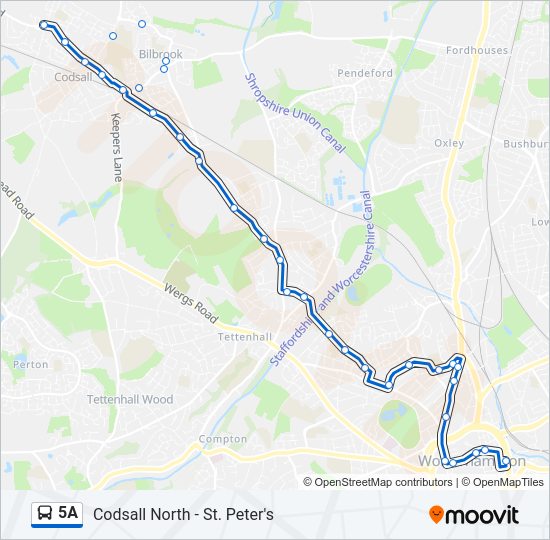 5a Route: Schedules, Stops & Maps - Codsall Town Centre (Updated)