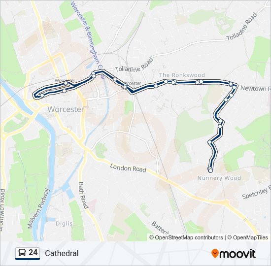 24 Route: Schedules, Stops & Maps - Ronkswood (Updated)