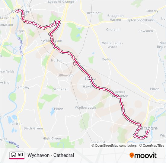 50 Route: Schedules, Stops & Maps - Worcs Bus Stn (Updated)