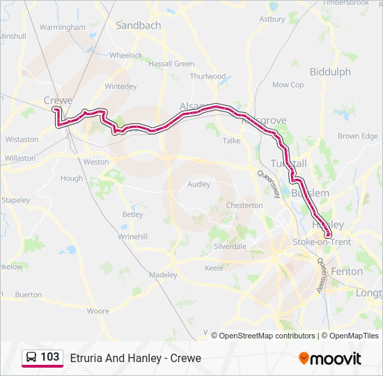 103 Route: Schedules, Stops & Maps - Hanley (City Cent) (Updated)