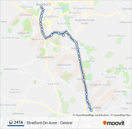 247A Route: Schedules, Stops & Maps - Alcester Priory Road Opp Police ...