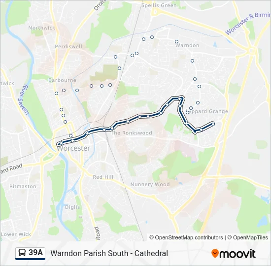39A Route: Schedules, Stops & Maps - Worcester Bus Station (Updated)