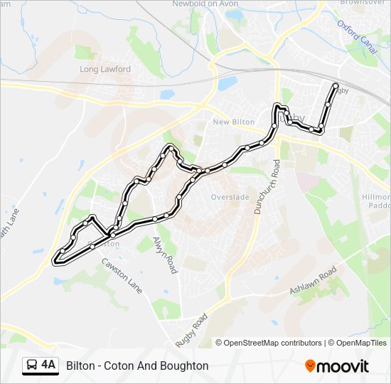 4A Route: Schedules, Stops & Maps - Rugby Rail Station (Updated)