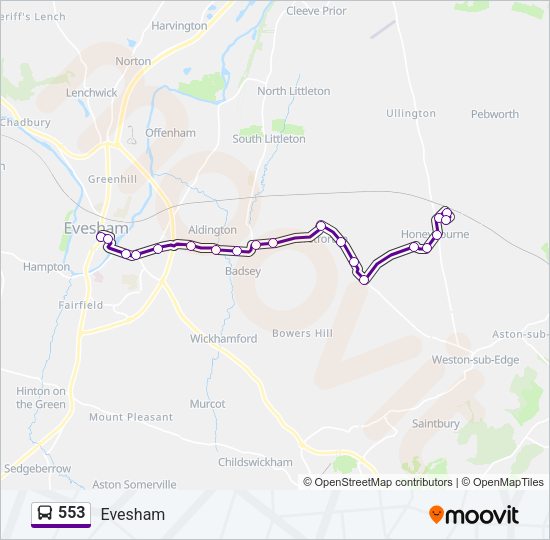 553 Route: Schedules, Stops & Maps - Evesham (Updated)