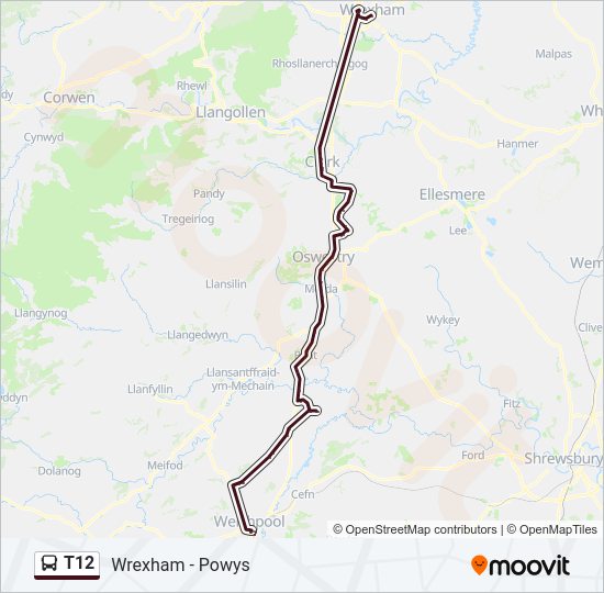 t12 Route: Schedules, Stops & Maps - Wrexham (Updated)